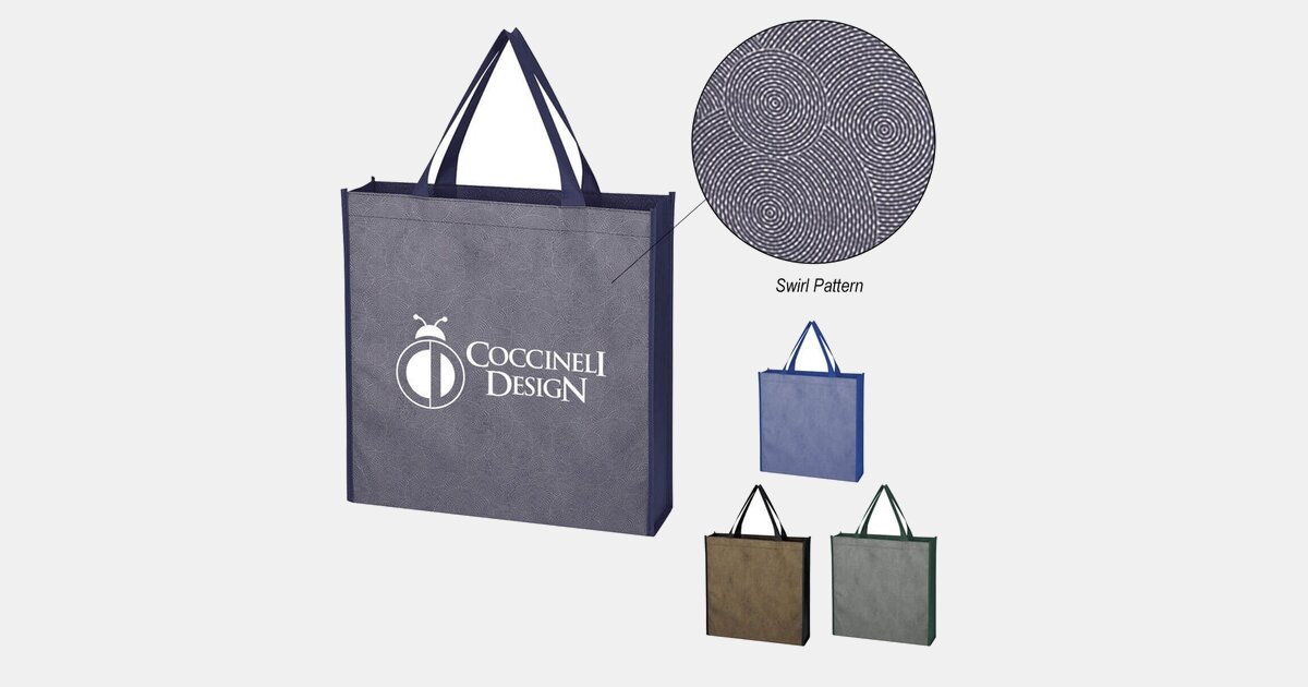 Custom Printed Silver Swirls Non-Woven Tote Bag with your logo ...
