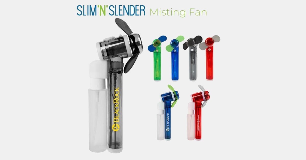 Slim N Slender Misting Fan with your logo | MiniThrowBalls.com