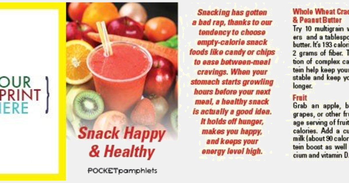 Snack Happy & Healthy Pocket Pamphlet USA Made with your logo ...