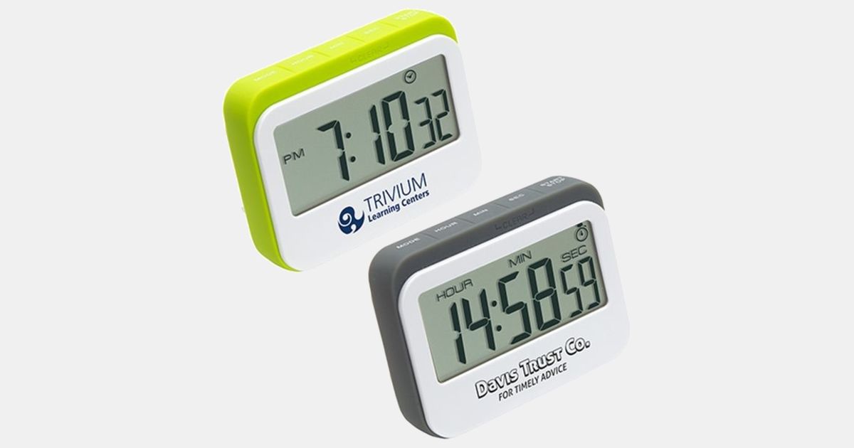 Custom Soft-Touch Widescreen Kitchen Timer & Clock with your logo ...