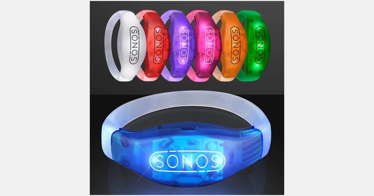 Custom Printed Sound Activated Light Up LED Flashing Bracelets with ...