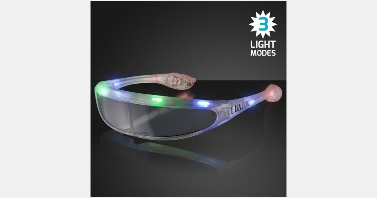 Spaceman light up futuristic sunglasses with your logo | MiniThrowBalls.com