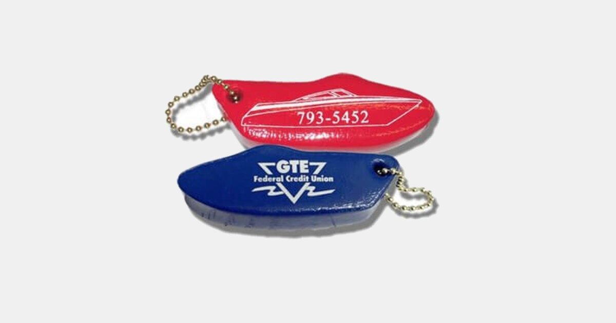 Speedboat Key Float USA Made with your logo | MiniThrowBalls.com