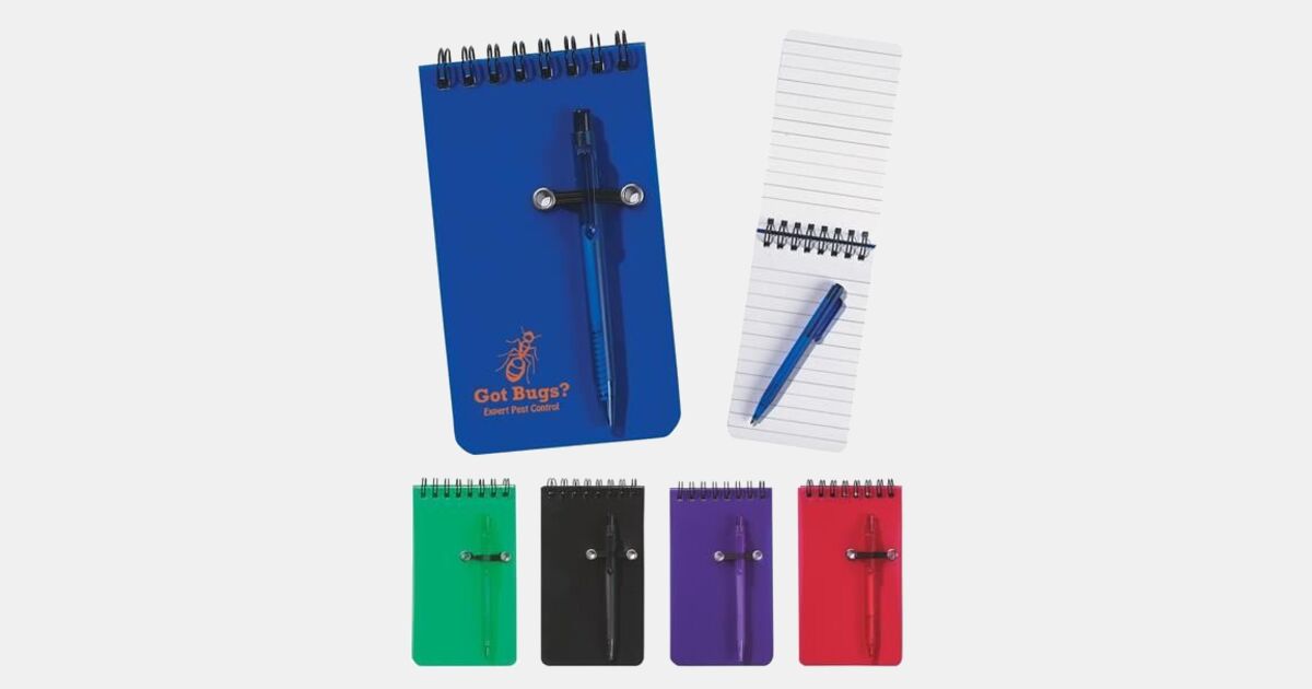 Custom Printed Spiral Jotter & Pen with your logo | MiniThrowBalls.com