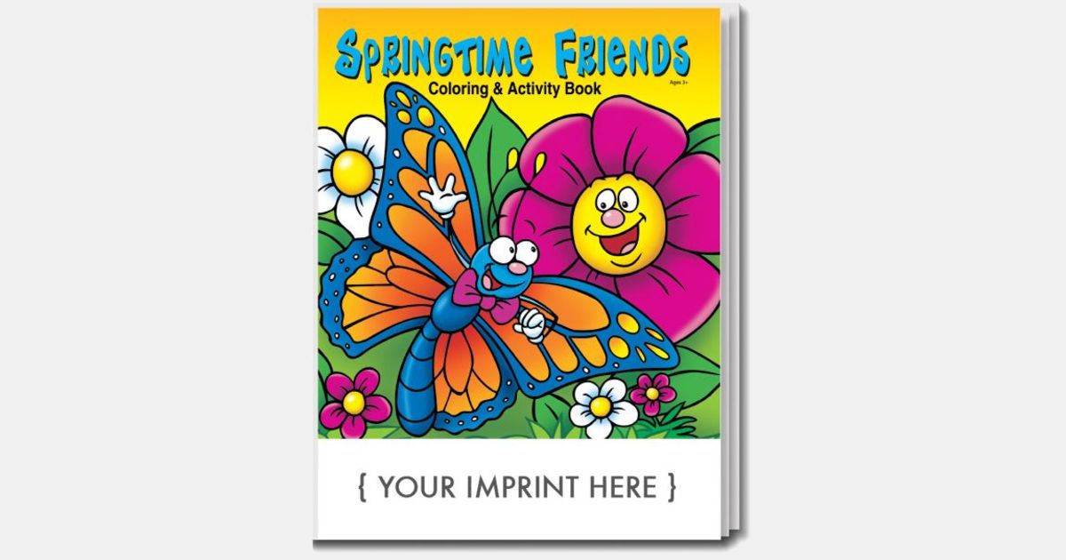 Springtime Friends Coloring And Activity Book USA Made with your logo ...