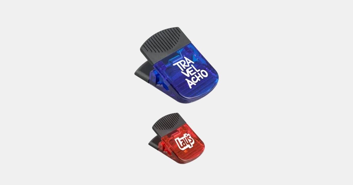 Custom Printed Square Power Clip with your logo | MiniThrowBalls.com