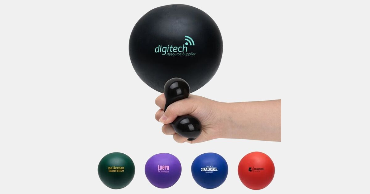Squeeze & POP Stress Ball with your logo | MiniThrowBalls.com