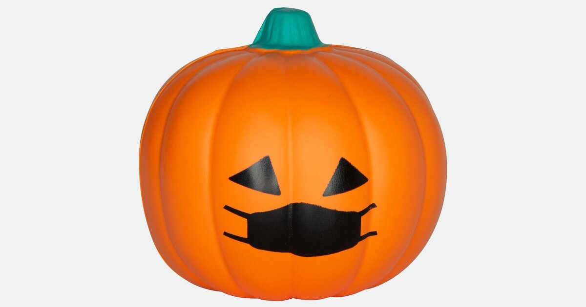 Promotional Squeezies (R) Ppe Pumpkin Jack O Lantern Stress Reli with ...