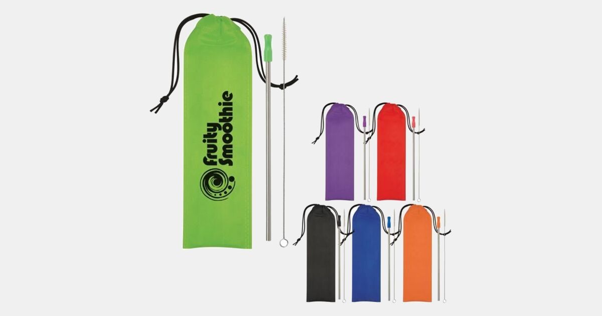 Custom Printed Stainless Steel Straw Kit with your logo ...