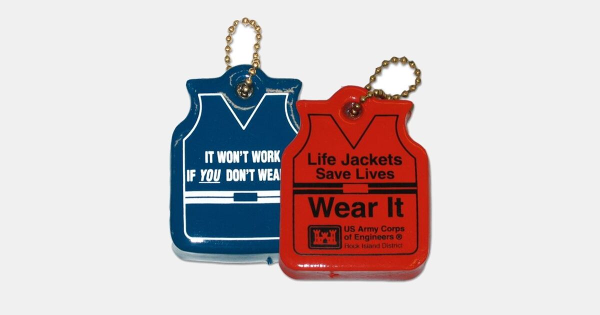 Life Vest Key Float USA Made with your logo | MiniThrowBalls.com