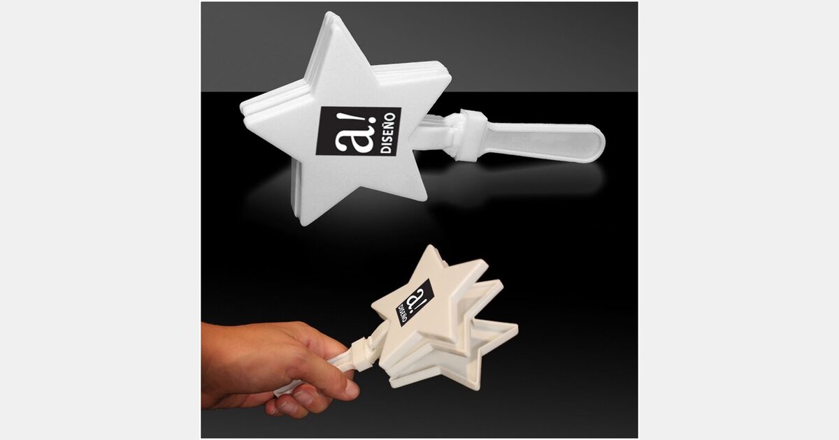 Custom Printed White Star Hand Clapper 7" with your logo ...
