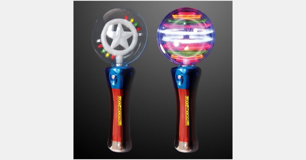 Custom Printed Star Spinning LED Wand with your logo | MiniThrowBalls.com
