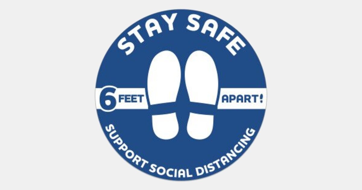 Stay Safe Floor Decals - Circle 12" with your logo | MiniThrowBalls.com