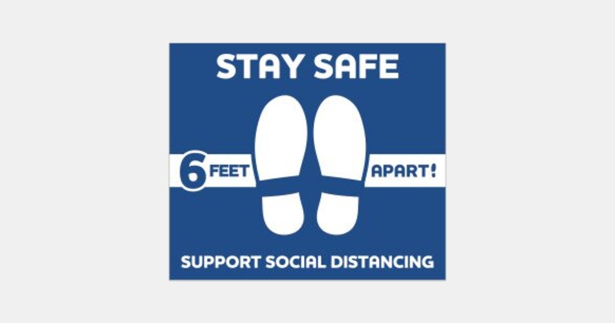 Stay Safe Floor Decals - Square with your logo | MiniThrowBalls.com