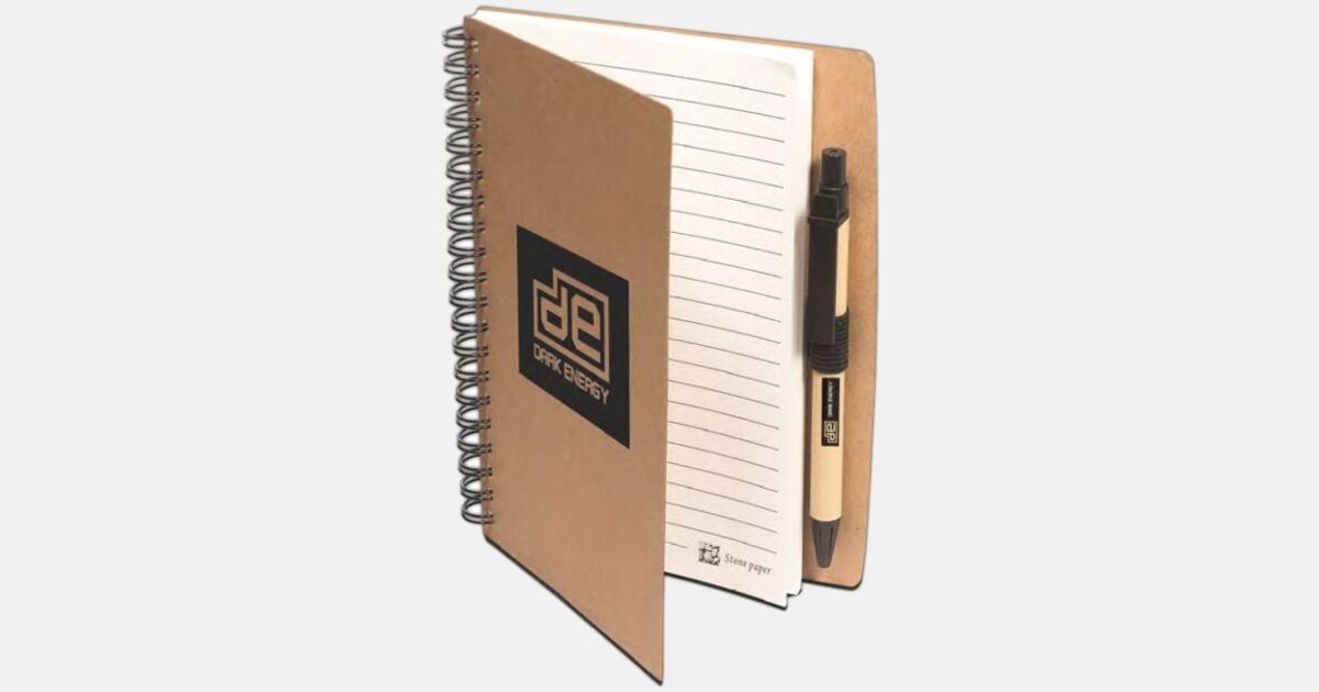 Stone Paper Spiral Notebook With Pen Combo with your logo ...