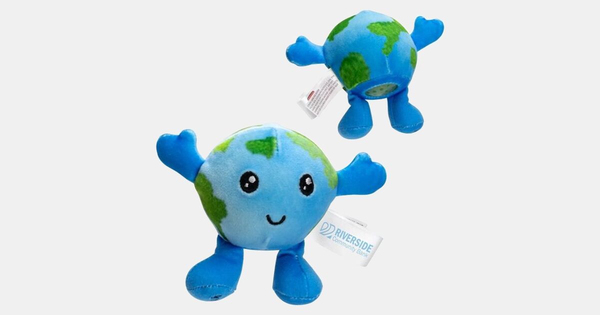 Stress Buster(TM) Earth Plush with your logo | MiniThrowBalls.com