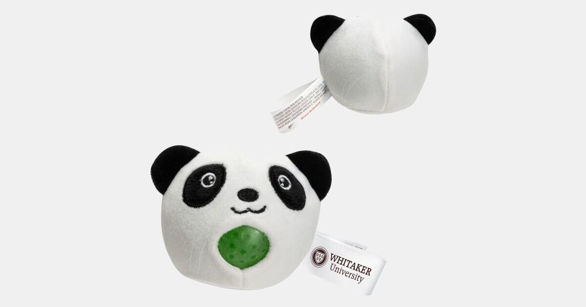 Stress Buster(TM) Panda Plush with your logo | MiniThrowBalls.com