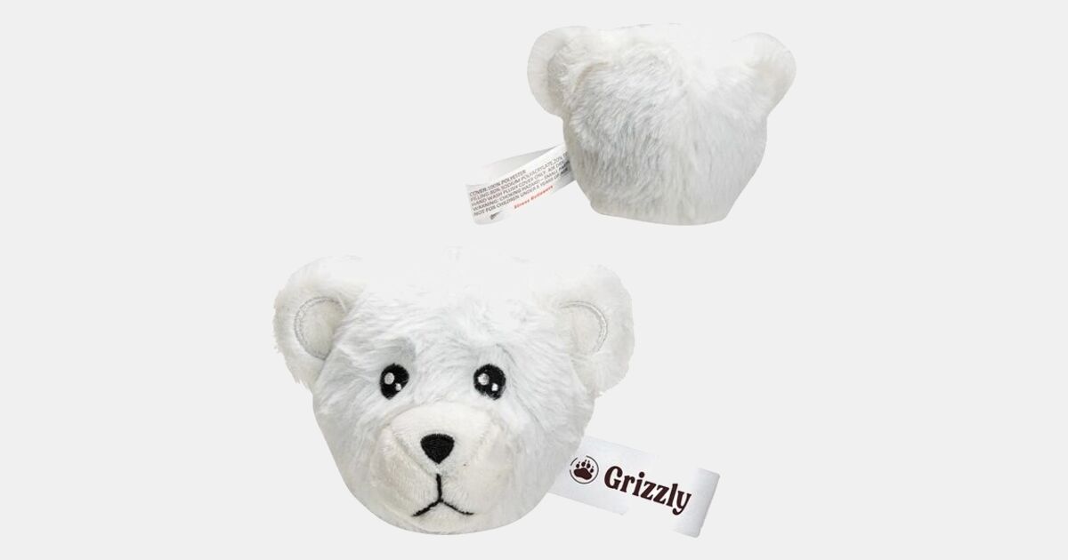 Stress Buster(TM) Polar Bear Plush with your logo | MiniThrowBalls.com