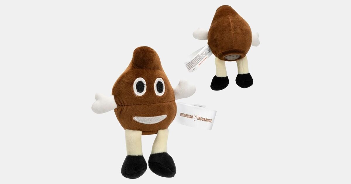 Stress Buster(TM) Poop Emoji Plush with your logo | MiniThrowBalls.com