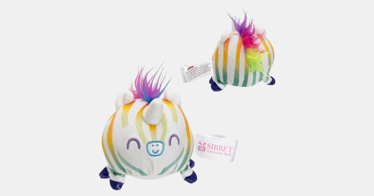 Stress Buster(TM) Unicorn Plush with your logo | MiniThrowBalls.com