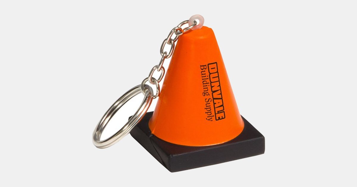 Stress Ball Key Chain - Construction Cone | MiniThrowBalls.com