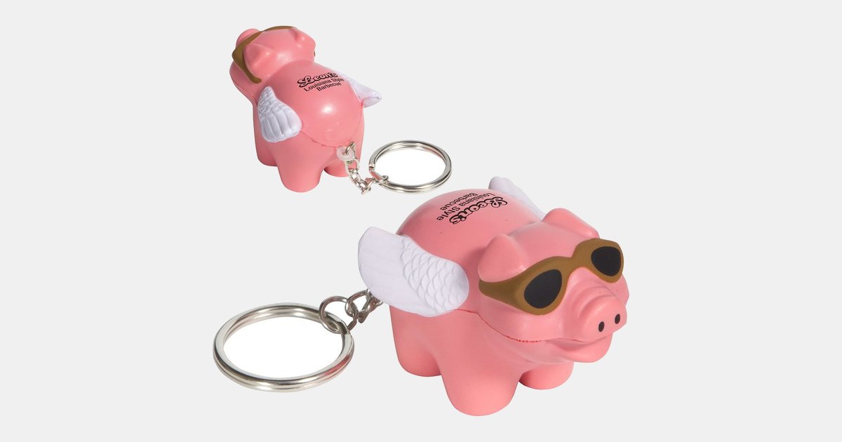 Stress Ball Key Chain - Flying Pig | MiniThrowBalls.com