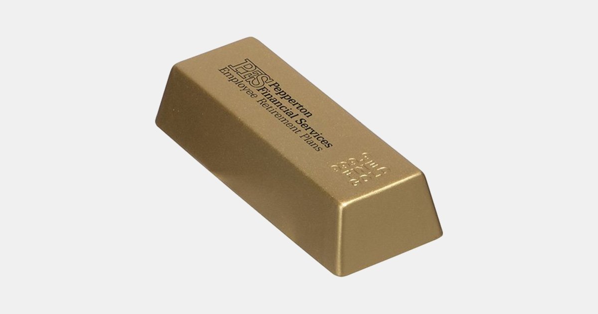 Stress Ball Gold Bar | MiniThrowBalls.com