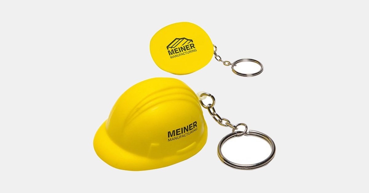 Stress Ball Key Chain - Hard Hat | MiniThrowBalls.com