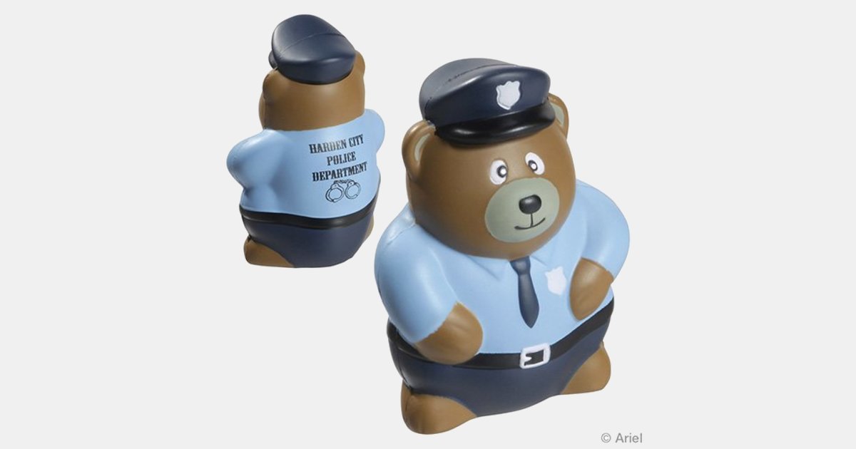Stress Ball Police Bear | MiniThrowBalls.com
