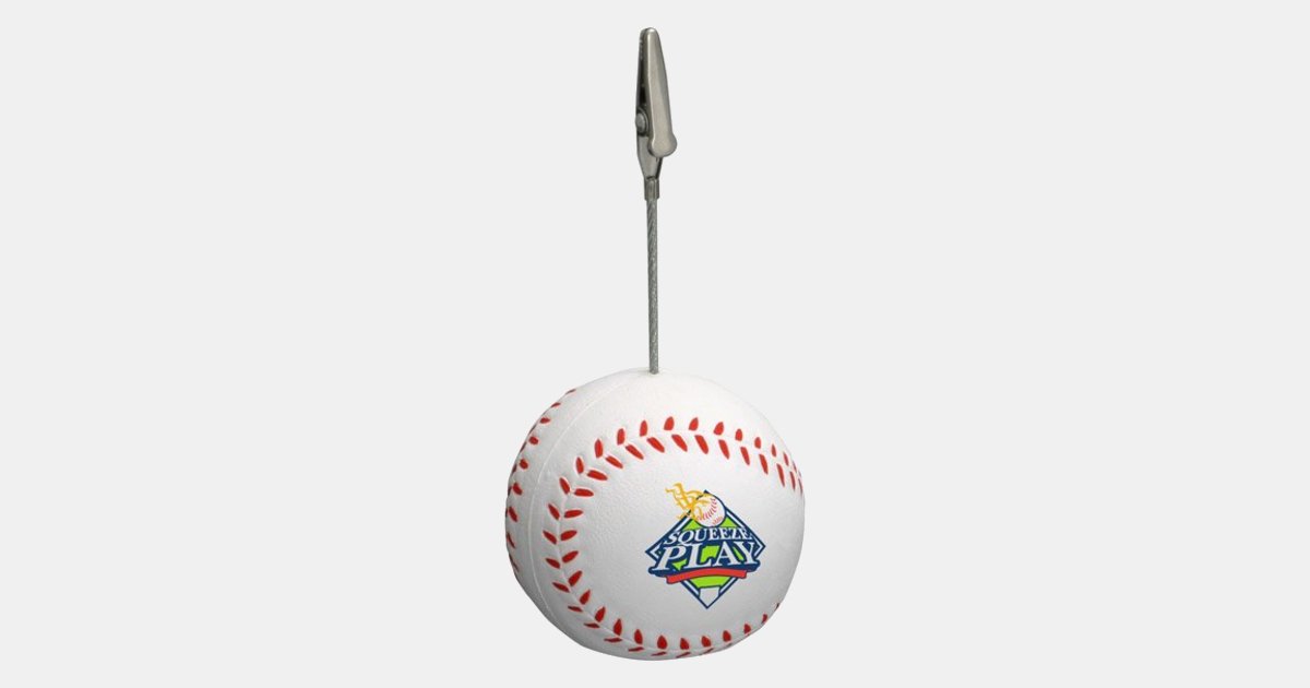 Stress Ball Baseball Memo Holder | MiniThrowBalls.com
