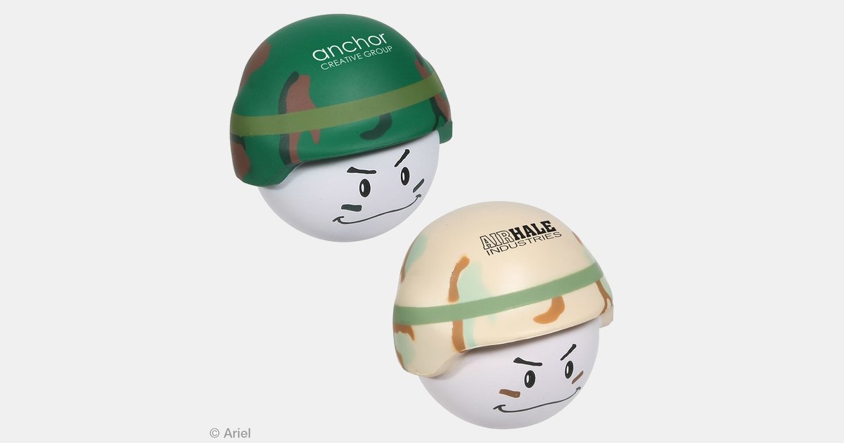 Stress Ball with Soldier Helmet | MiniThrowBalls.com