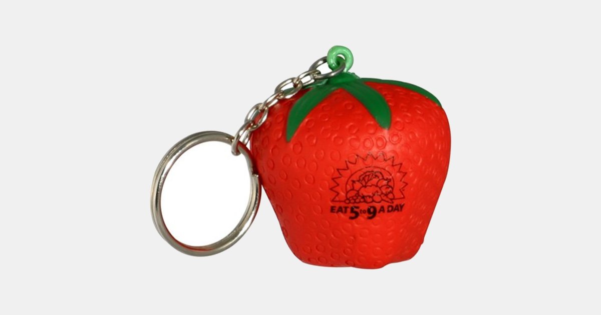 Stress Ball Key Chain - Strawberry | MiniThrowBalls.com