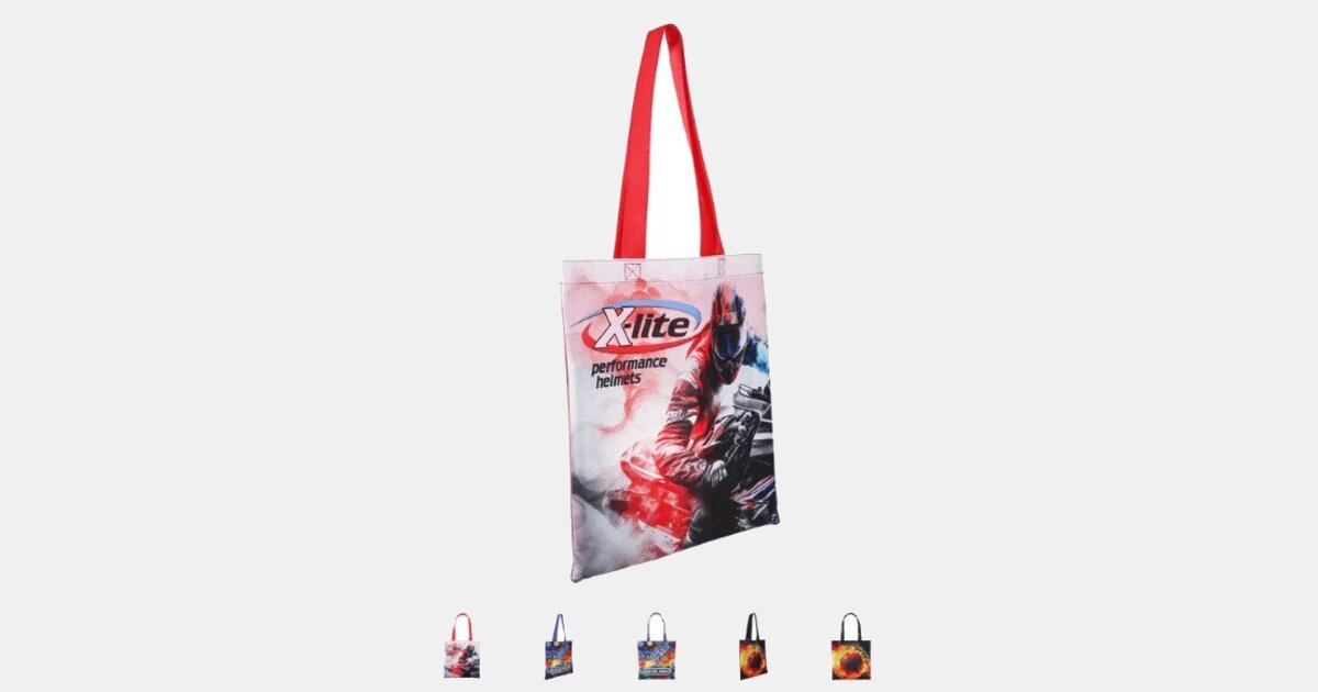 Sublimated Non-Woven Value Tote with your logo | MiniThrowBalls.com