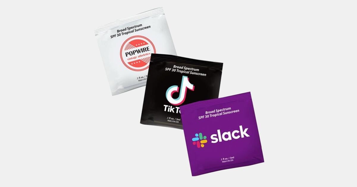 Custom Printed Sunscreen Packet SPF30 with your logo | MiniThrowBalls.com