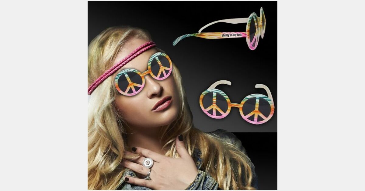 Custom Printed Tie Dye Peace Sign Costume Sunglasses with your logo ...