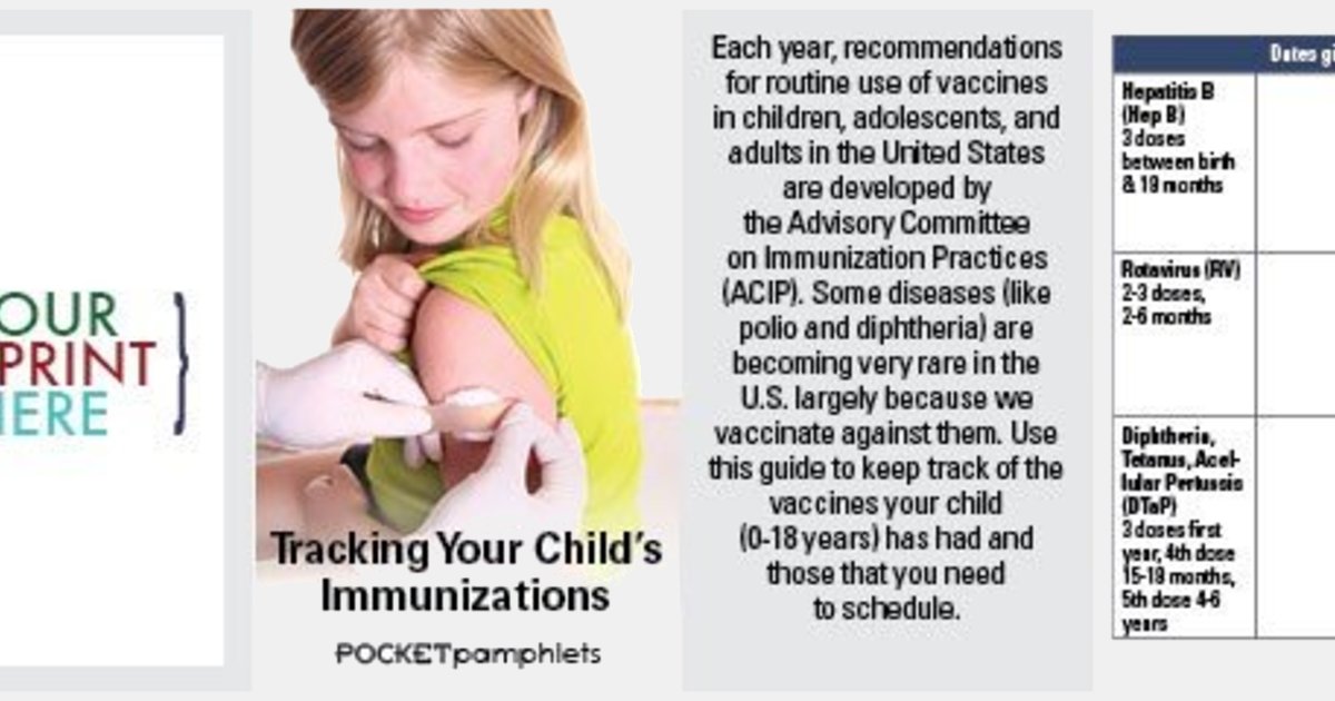Tracking Your Child's Immunizations Pocket Pamphlet USA Made with your ...