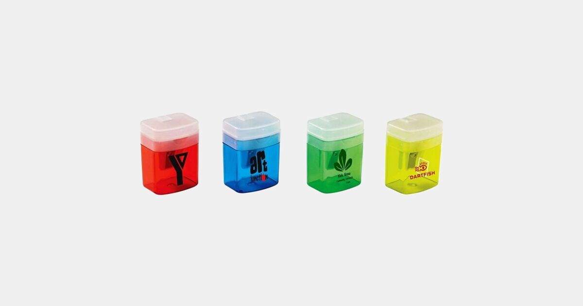Translucent Pencil Sharpener with your logo | MiniThrowBalls.com