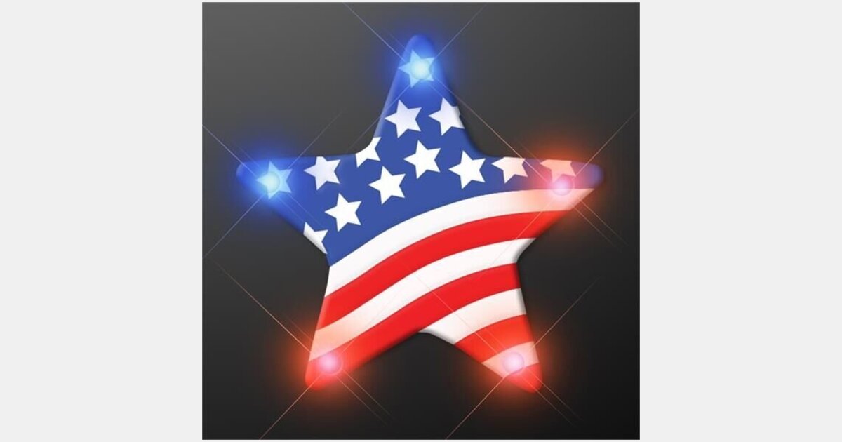 USA American Flag Star Flashing Pin with your logo | MiniThrowBalls.com USA American Flag Star Flashing Pin with your logo | MiniThrowBalls.com