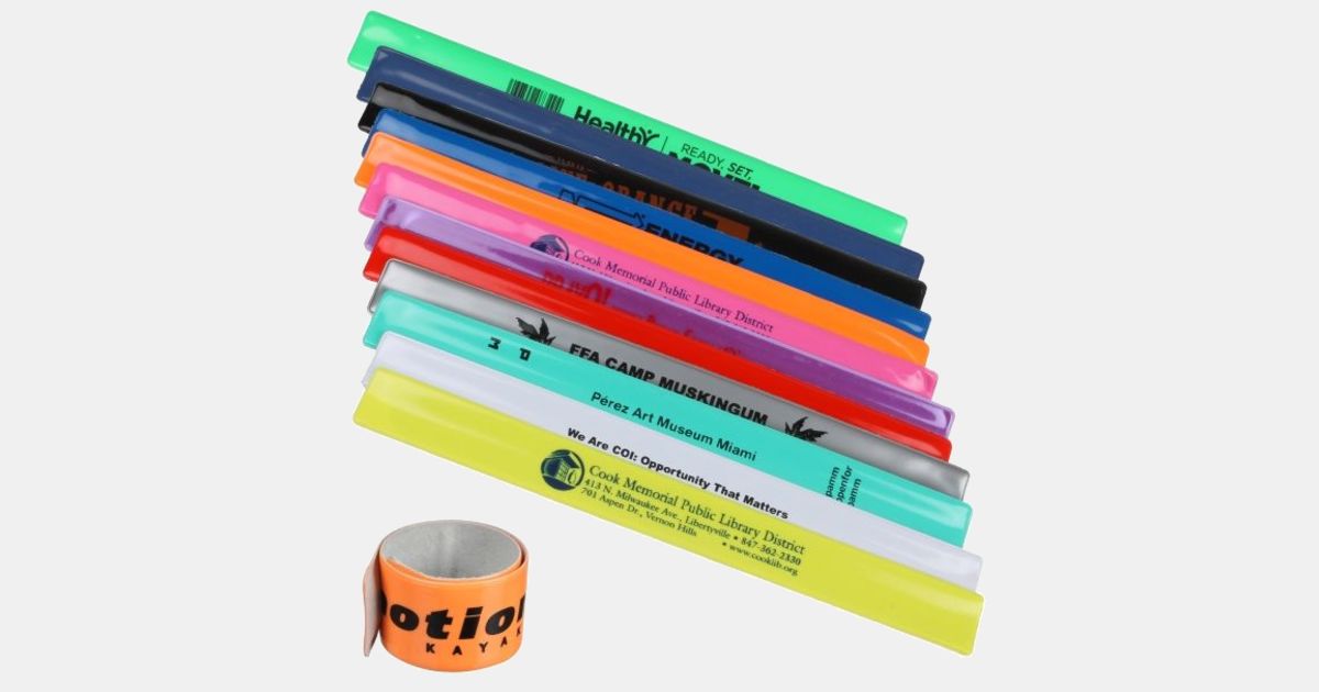 Vinyl Slap Bracelet with your logo | MiniThrowBalls.com