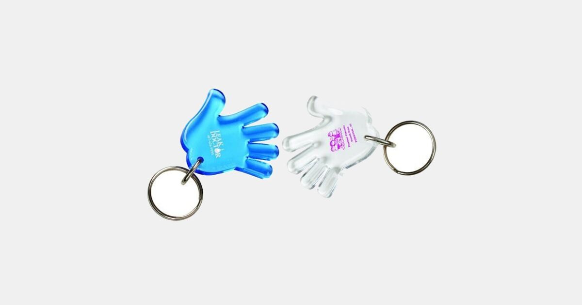 Waving Hand Keychain with your logo | MiniThrowBalls.com