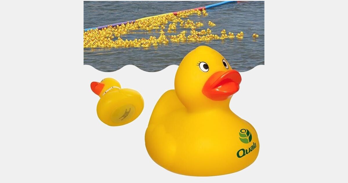 Custom Printed Weighted Racing Duck with your logo | MiniThrowBalls.com