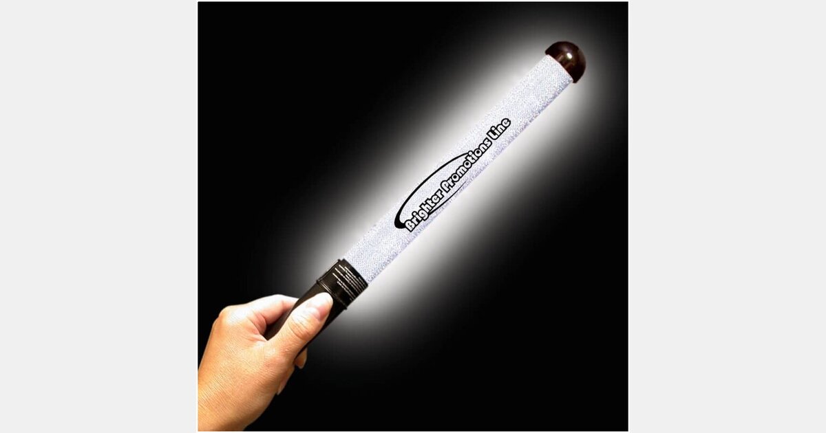 White LED Sparkle Patrol Wand with your logo | MiniThrowBalls.com