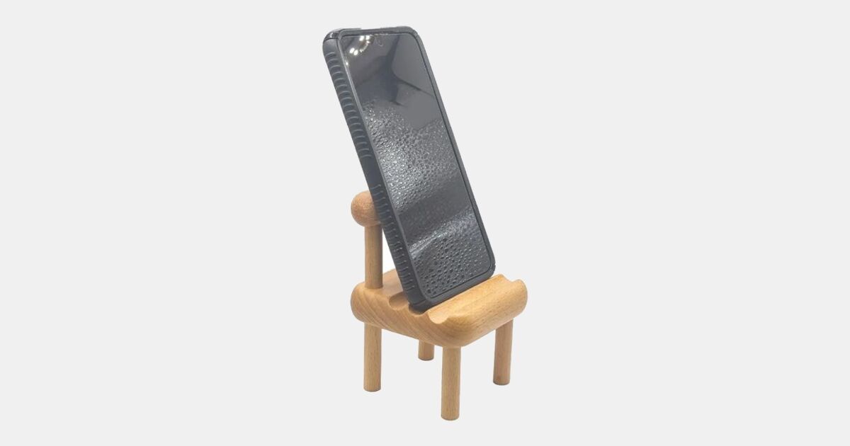 Wooden Chair Phone Holder with your logo | MiniThrowBalls.com