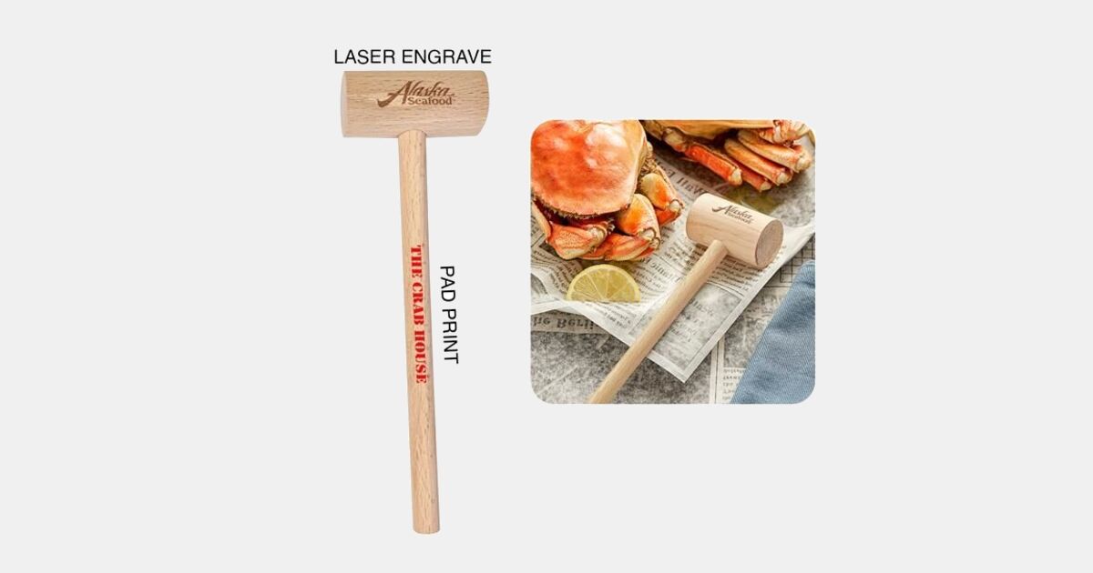 Custom Laser Engraved Wooden Mallet with your logo | MiniThrowBalls.com