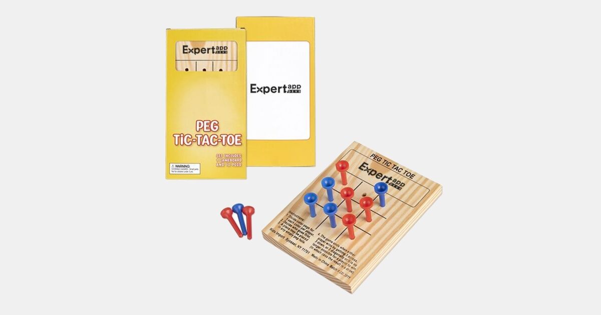 Wooden Tic-Tac-Toe Peg Game with your logo | MiniThrowBalls.com